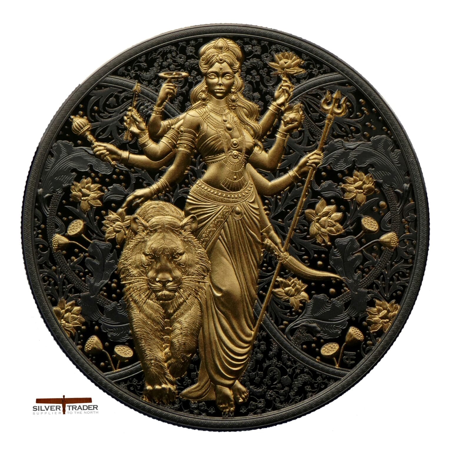 2025 Durga Hindu Goddess Dark Gilded 1oz Silver Bullion Proof