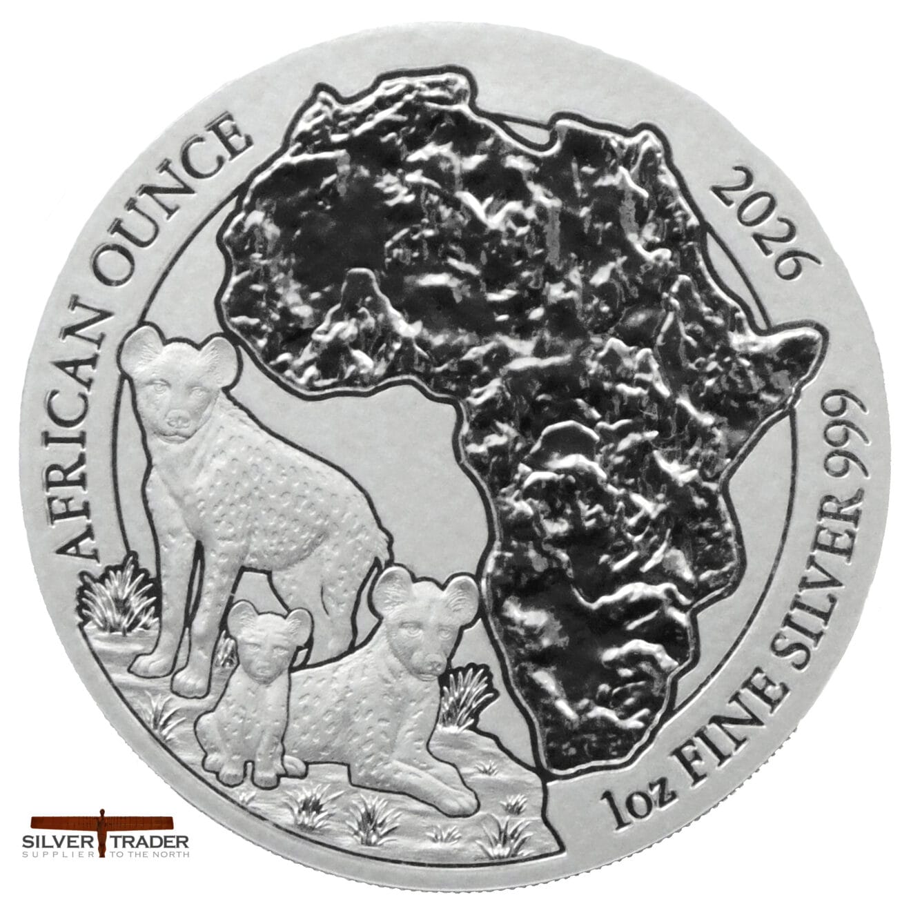 2026 Spotted Hyena Rwanda African Wildlife 1oz Silver Bullion Coin