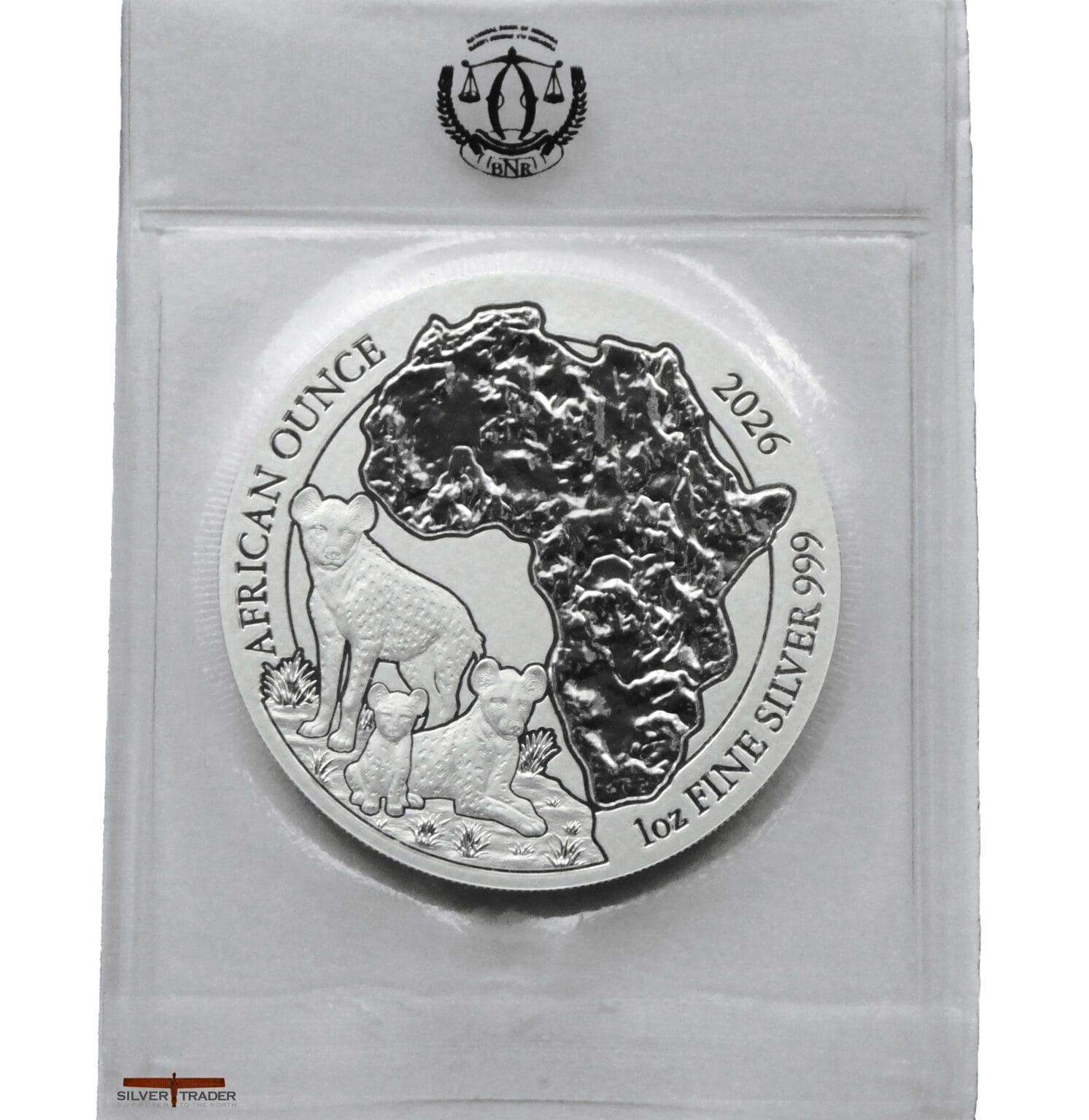 2026 Spotted Hyena Rwanda African Wildlife 1oz Silver Bullion Coin