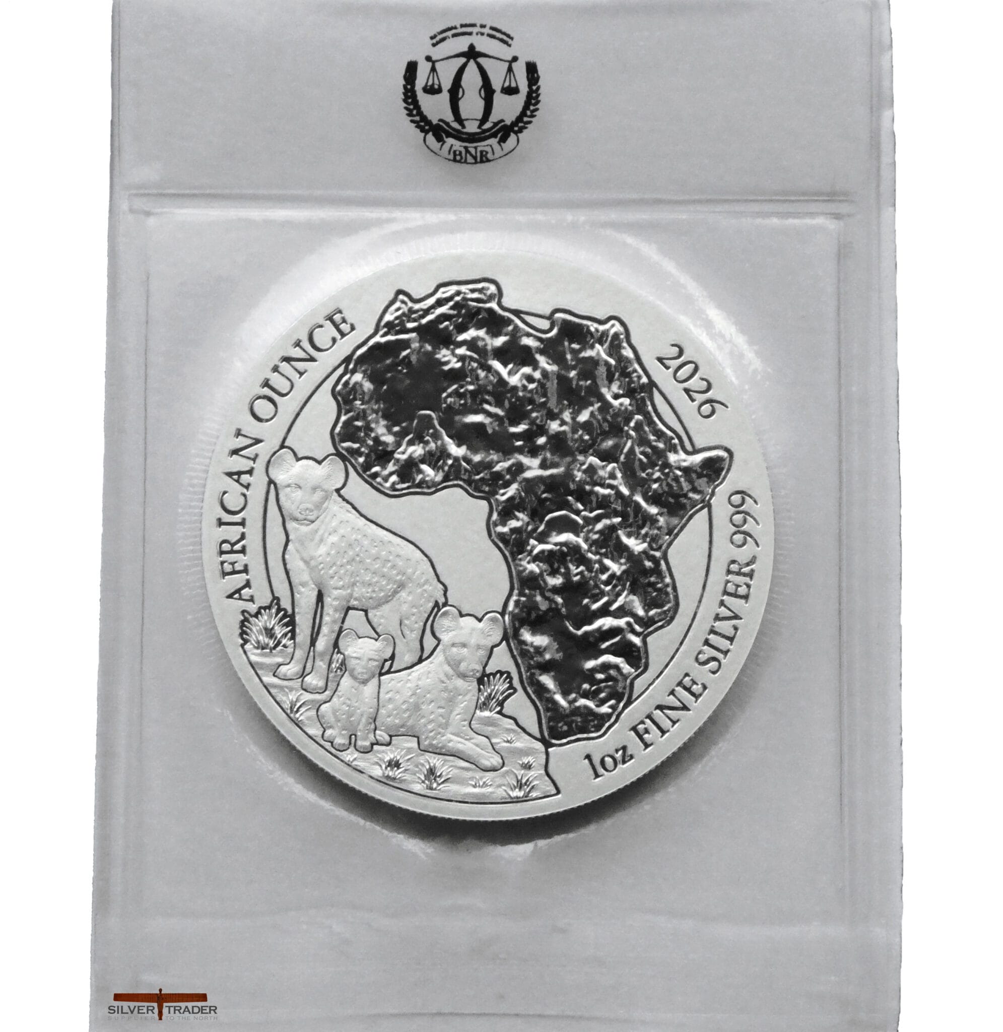 2026 Spotted Hyena Rwanda African Wildlife 1oz Silver Bullion Coin