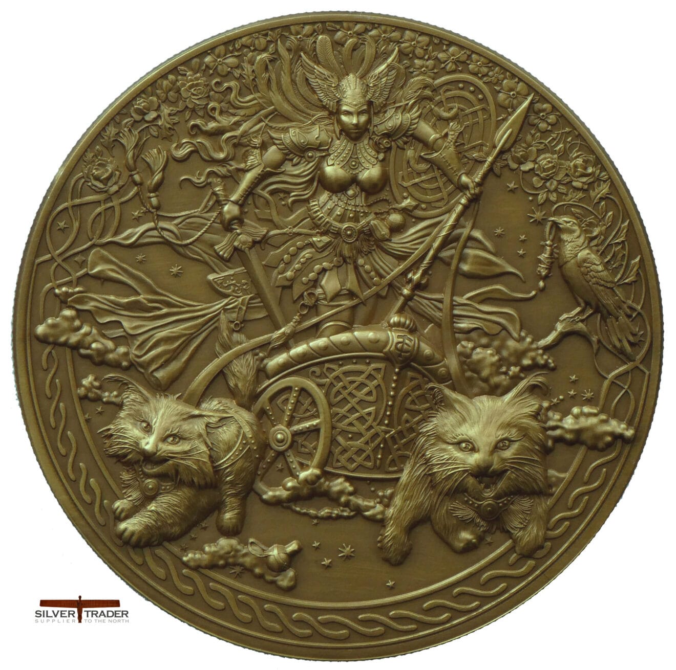 2026 Freyja Antique Gold Finish UHR 2oz Silver Bullion Proof